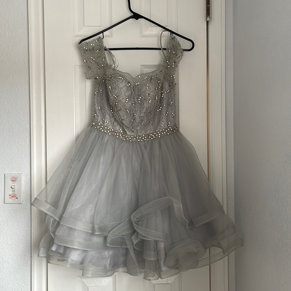 Dresses | Silver Fluffy Juliet Dress | Poshmark